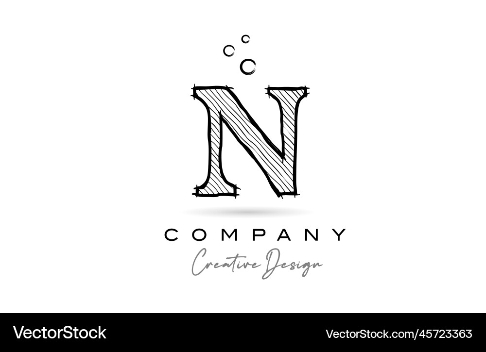 N black white alphabet letter logo icon Royalty Free Vector