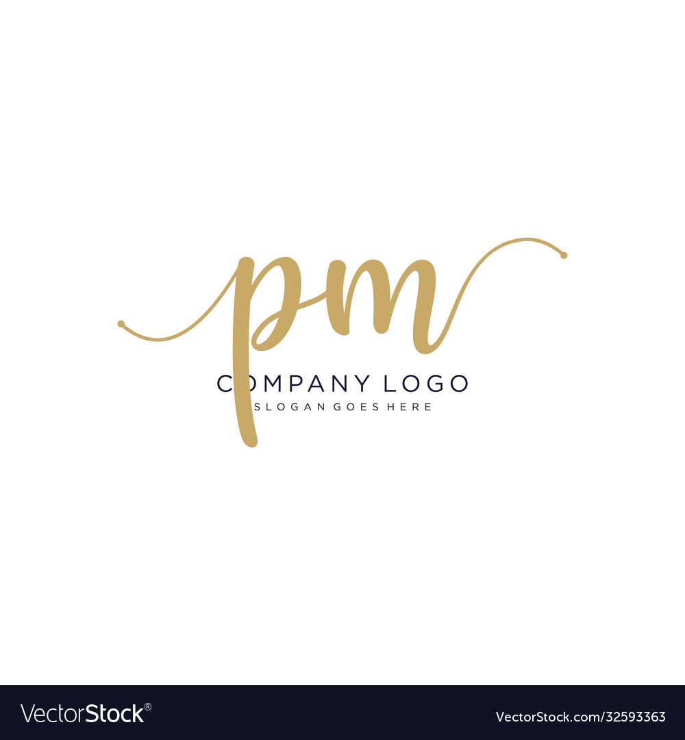 Pm initial handwriting logo design Royalty Free Vector Image