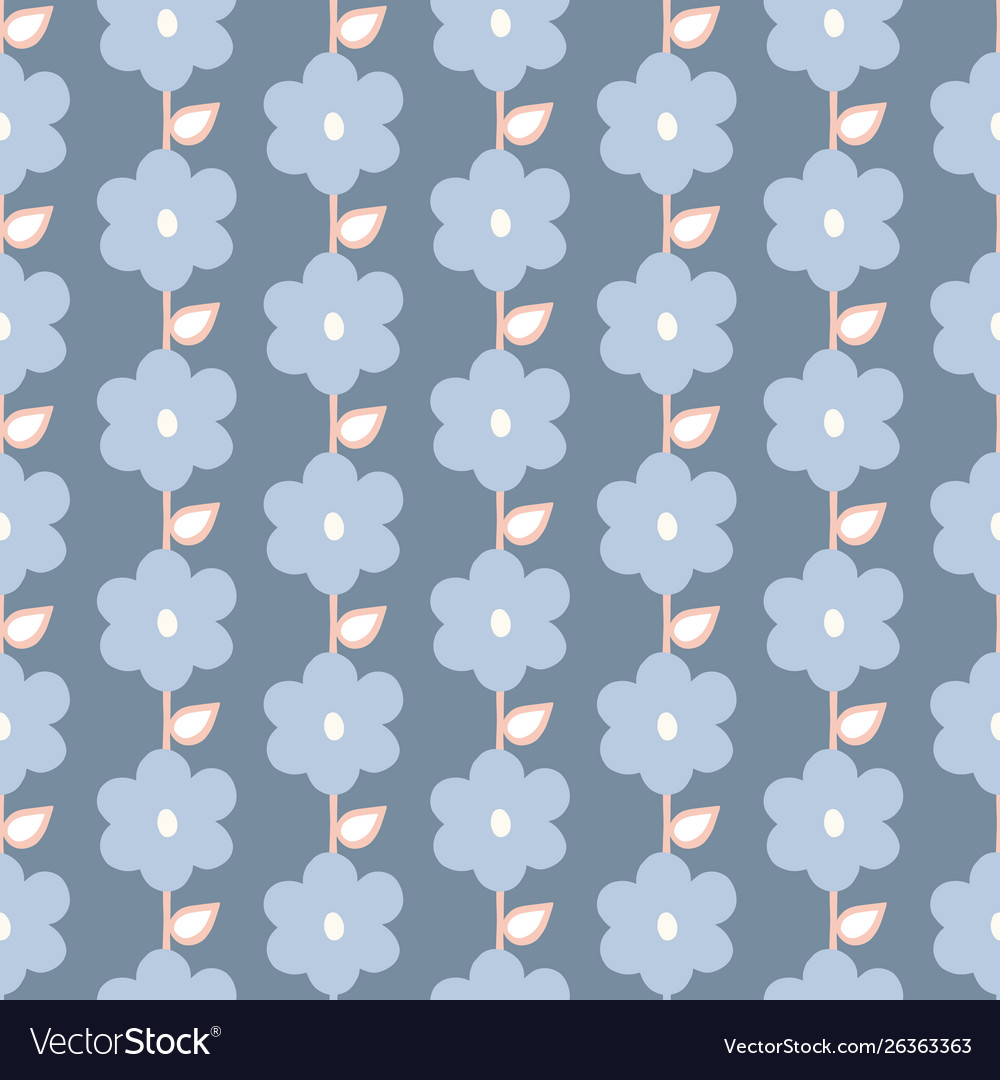 Seamless repeat pattern stylized blue flowers Vector Image