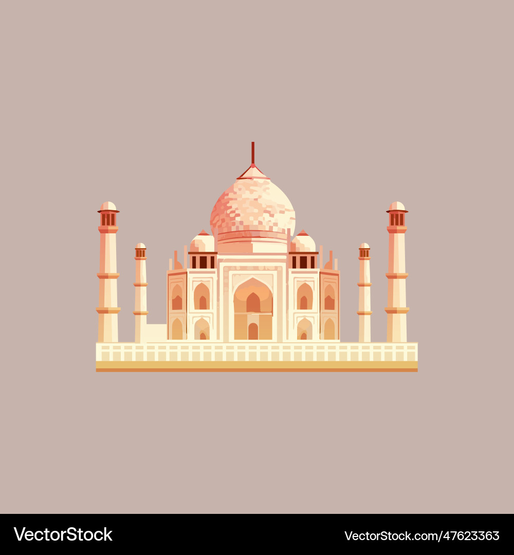 Taj mahal indian landmark Royalty Free Vector Image