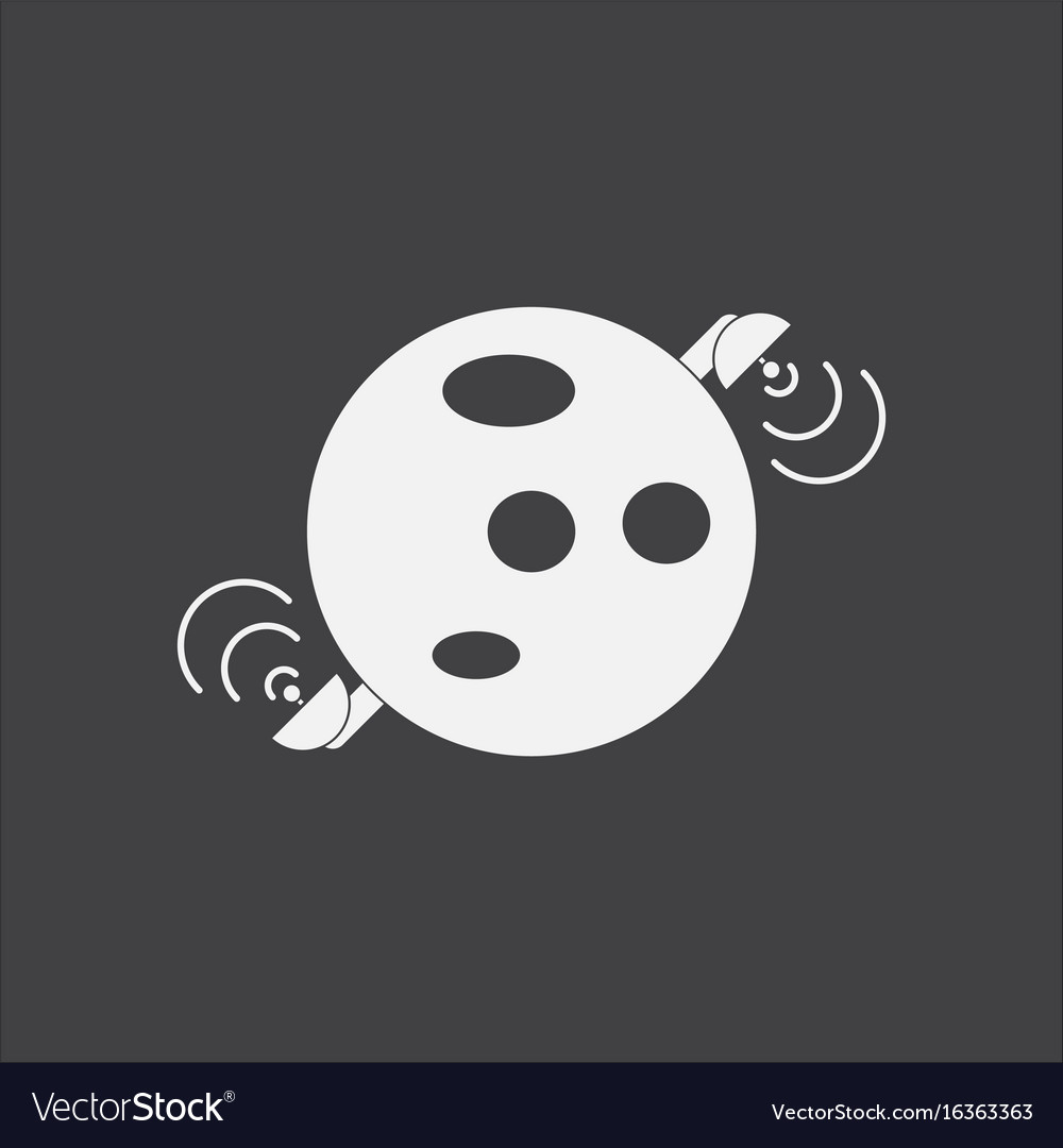 White icon on black background planet Royalty Free Vector