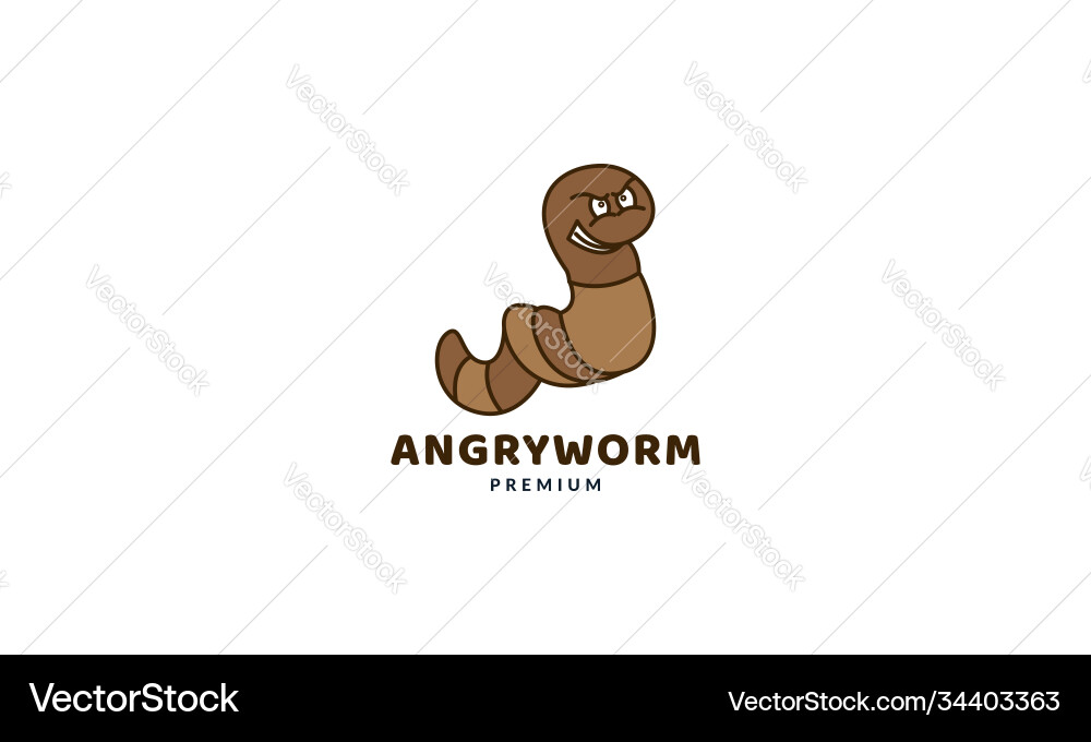 Worm angry face cute cartoon logo icon design Vector Image