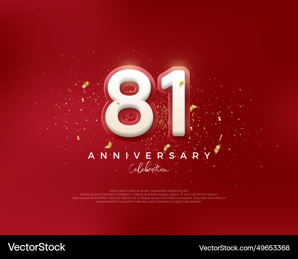 81st anniversary number with 3d white numbers Vector Image