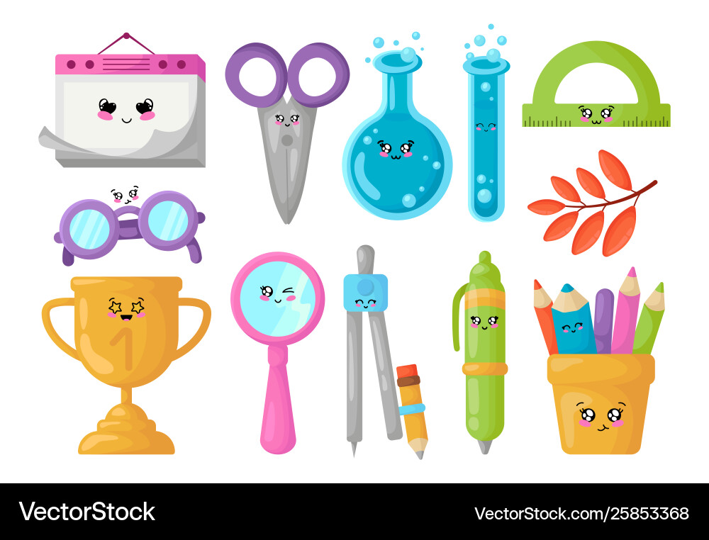 Back to school kawaii Royalty Free Vector Image