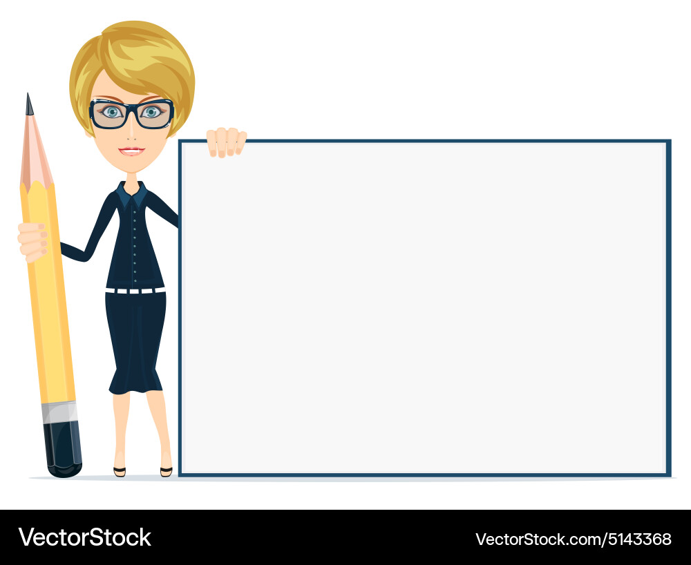 Beautiful young woman writing on copy space Vector Image