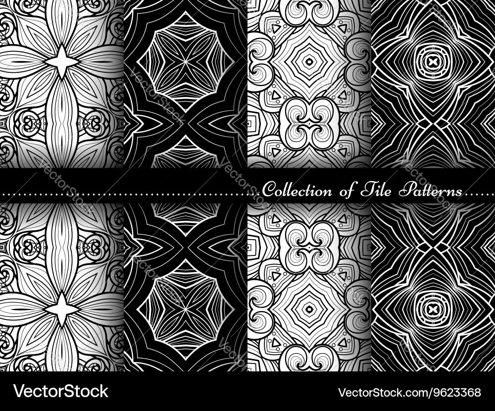Collection of black and white seamless patterns Vector Image