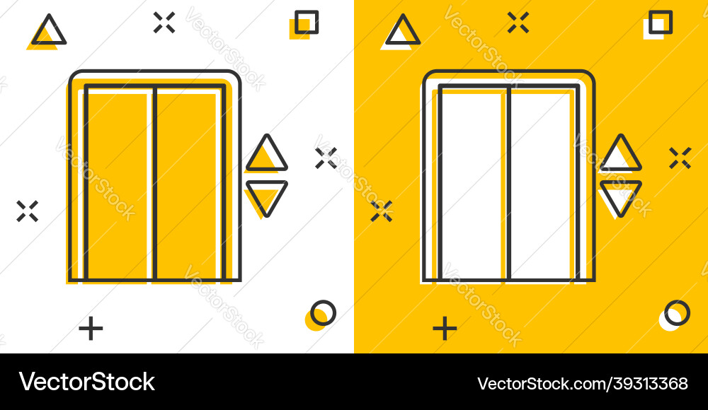 Elevator icon in comic style lift cartoon Vector Image