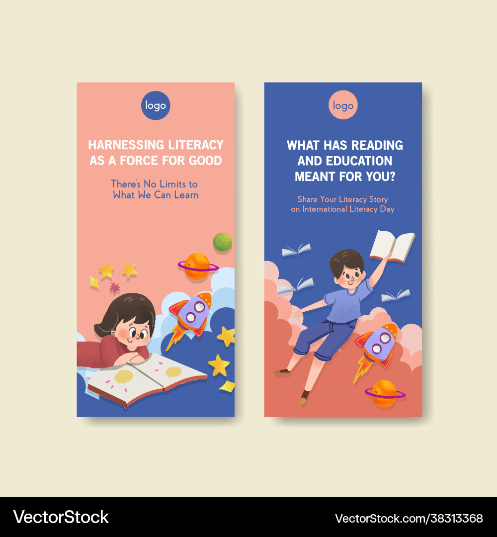 Flyer template with international literacy day Vector Image