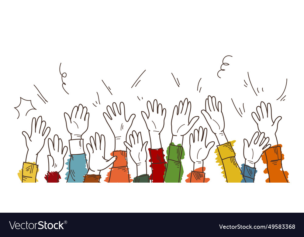 Hand drawn of hands clapping ovation applause Vector Image