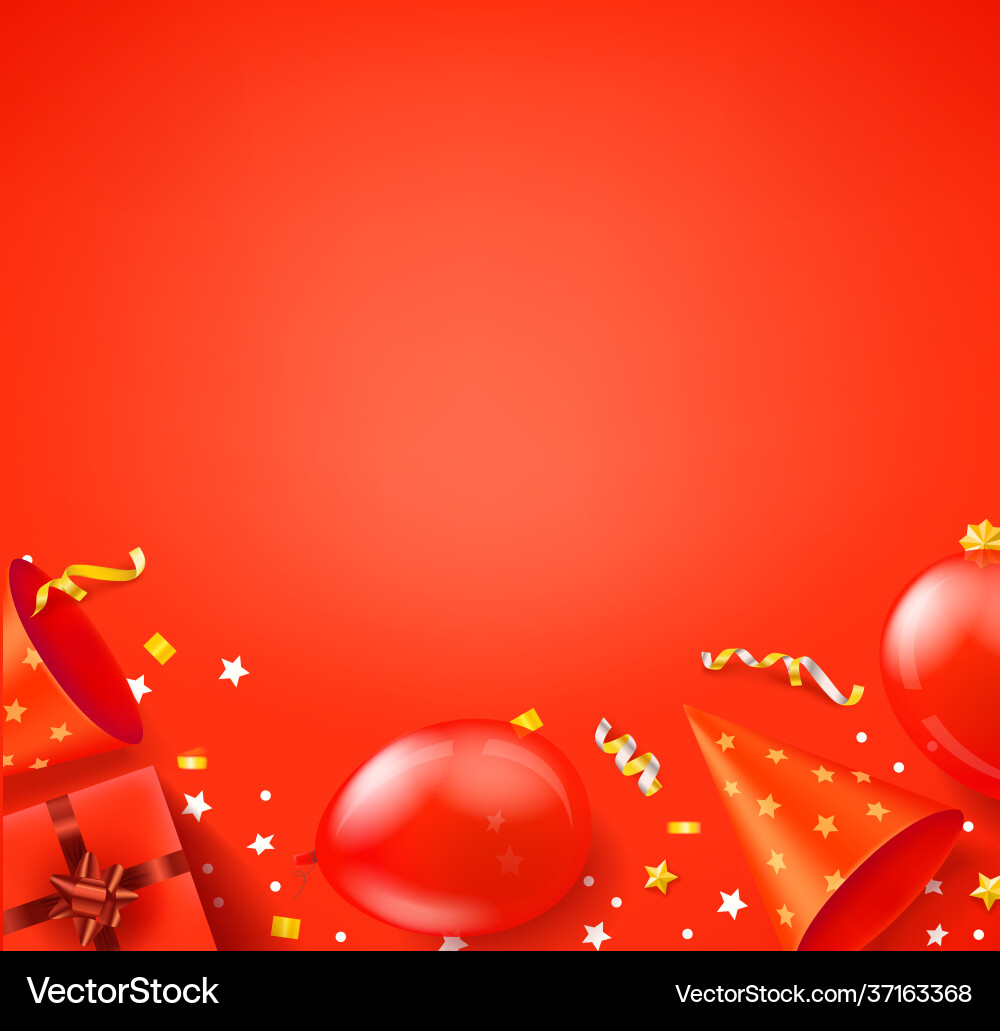 Happy birthday red banner with copy space Vector Image