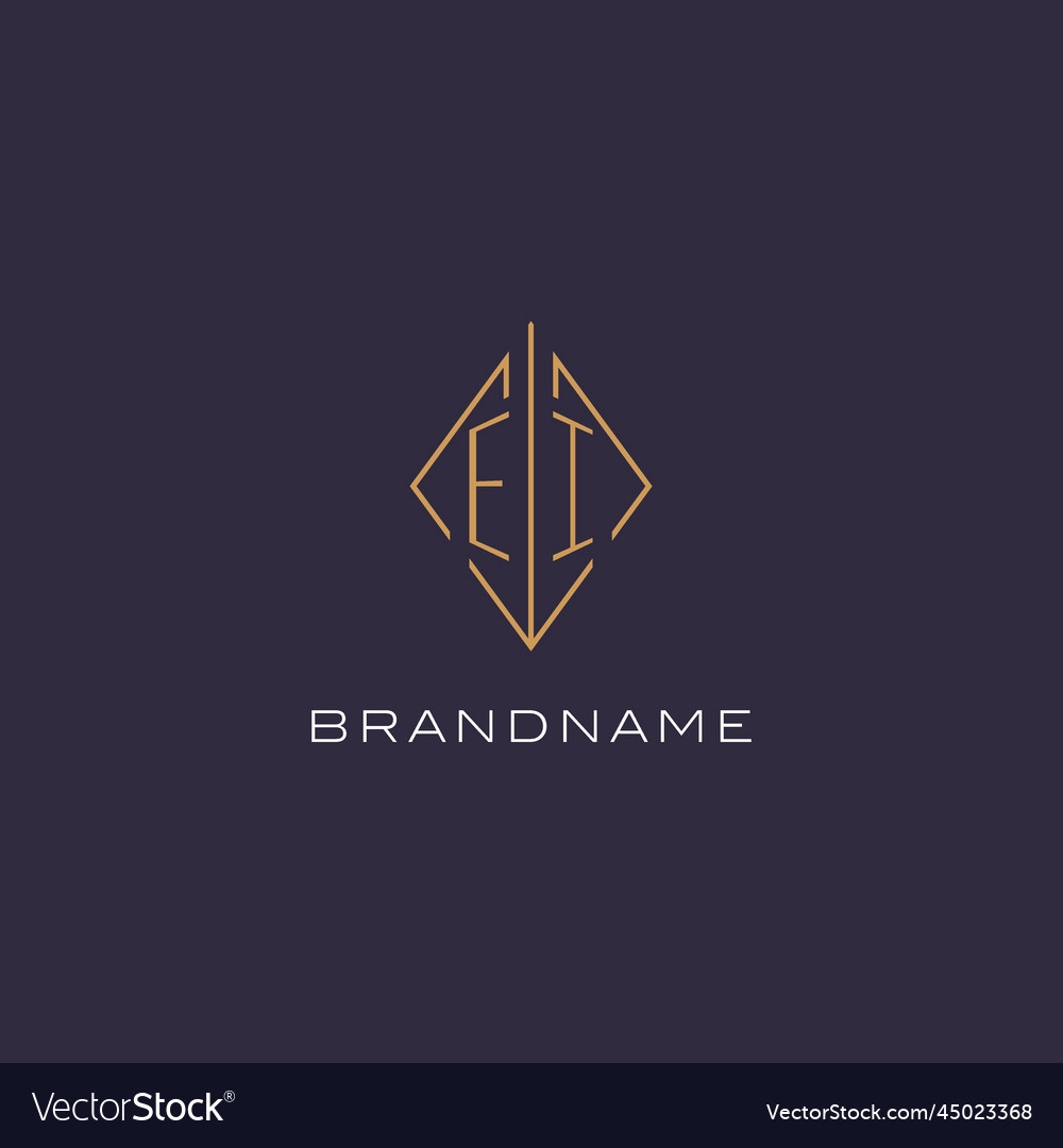 Initial letter ei logo monogram with diamond Vector Image