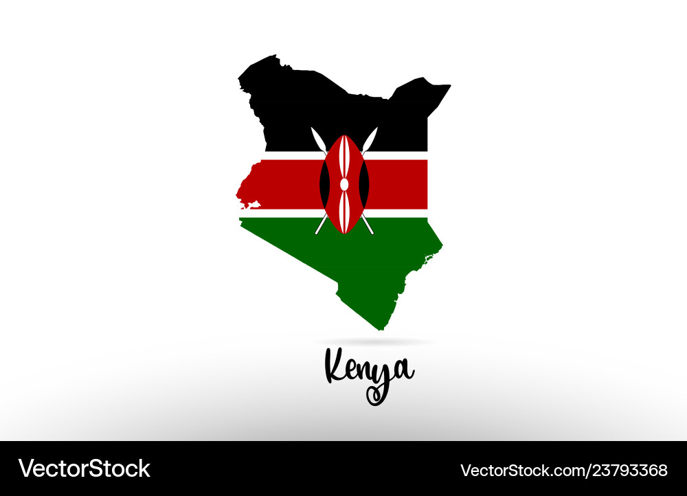 Kenya country flag inside map contour design icon Vector Image