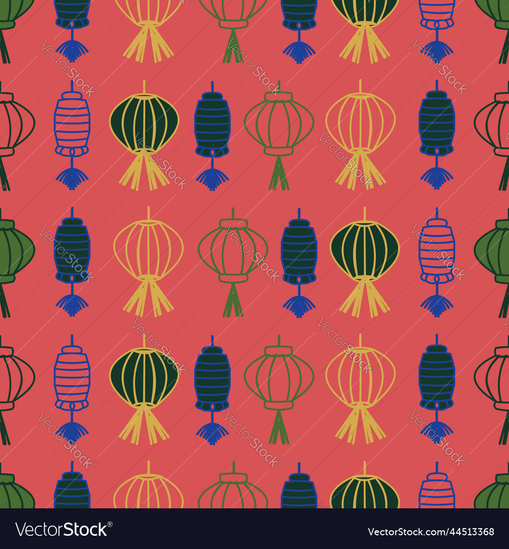 Light up lanterns seamless pattern Royalty Free Vector Image