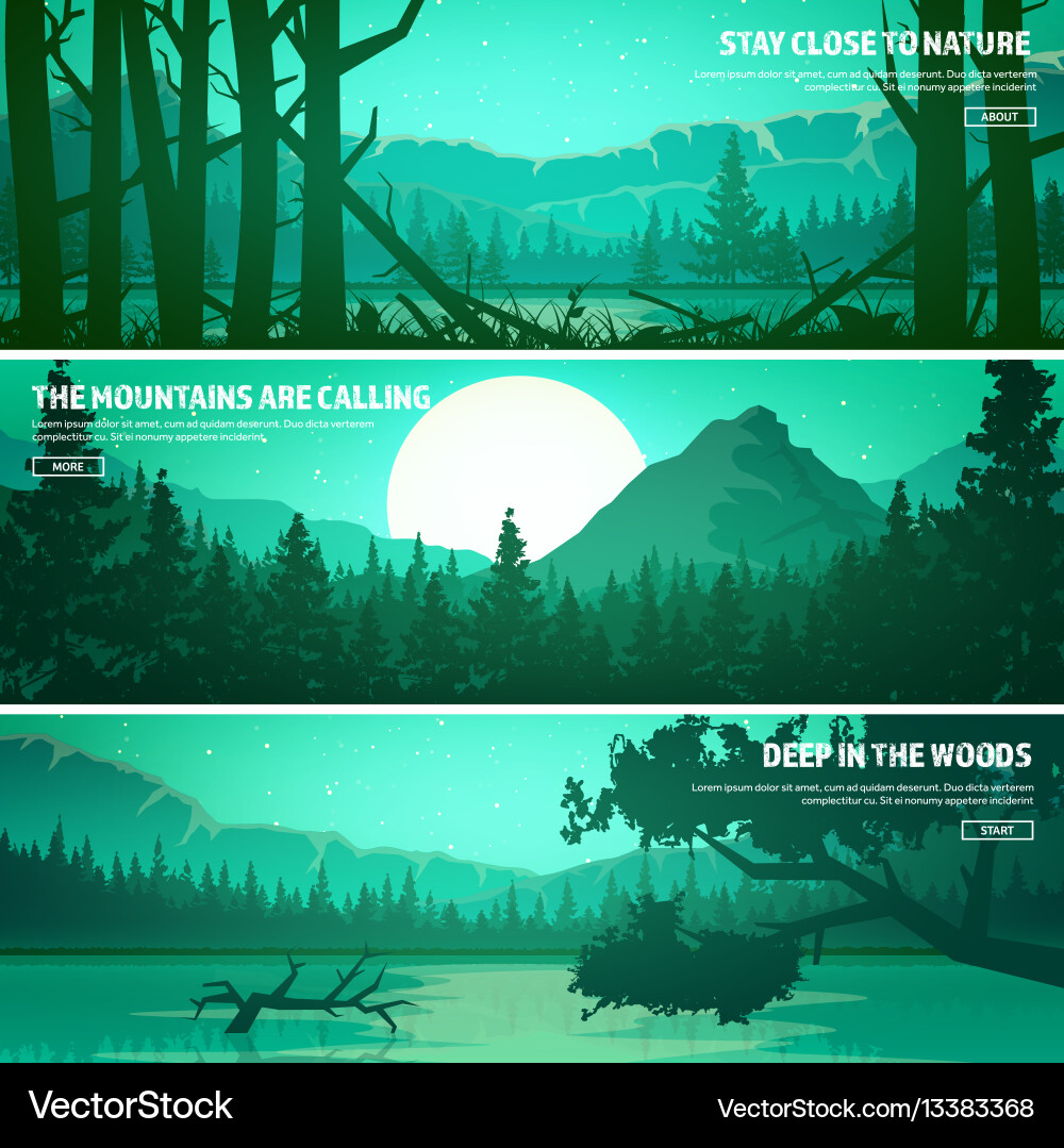 Mountains and forest wild nature landscape Vector Image