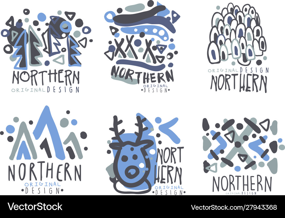 Northern land label template with original design Vector Image