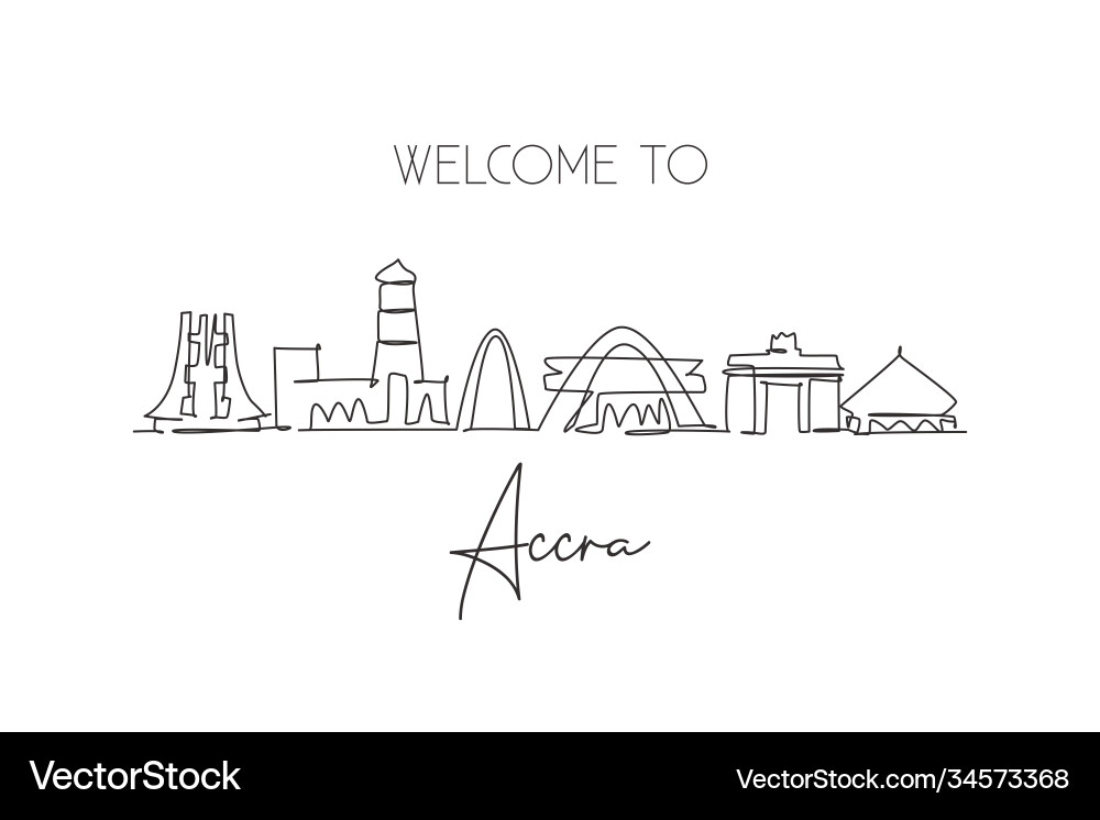 One single line drawing accra city skyline Vector Image