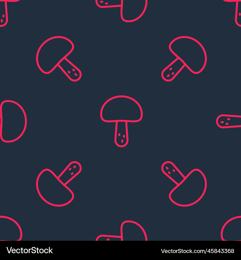 Red line mushroom icon isolated seamless pattern Vector Image