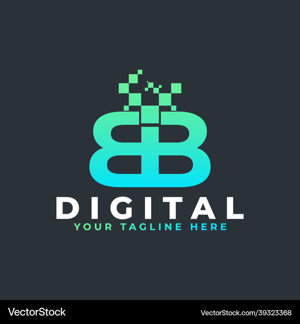 Tech letter bb logo blue and green geometric Vector Image