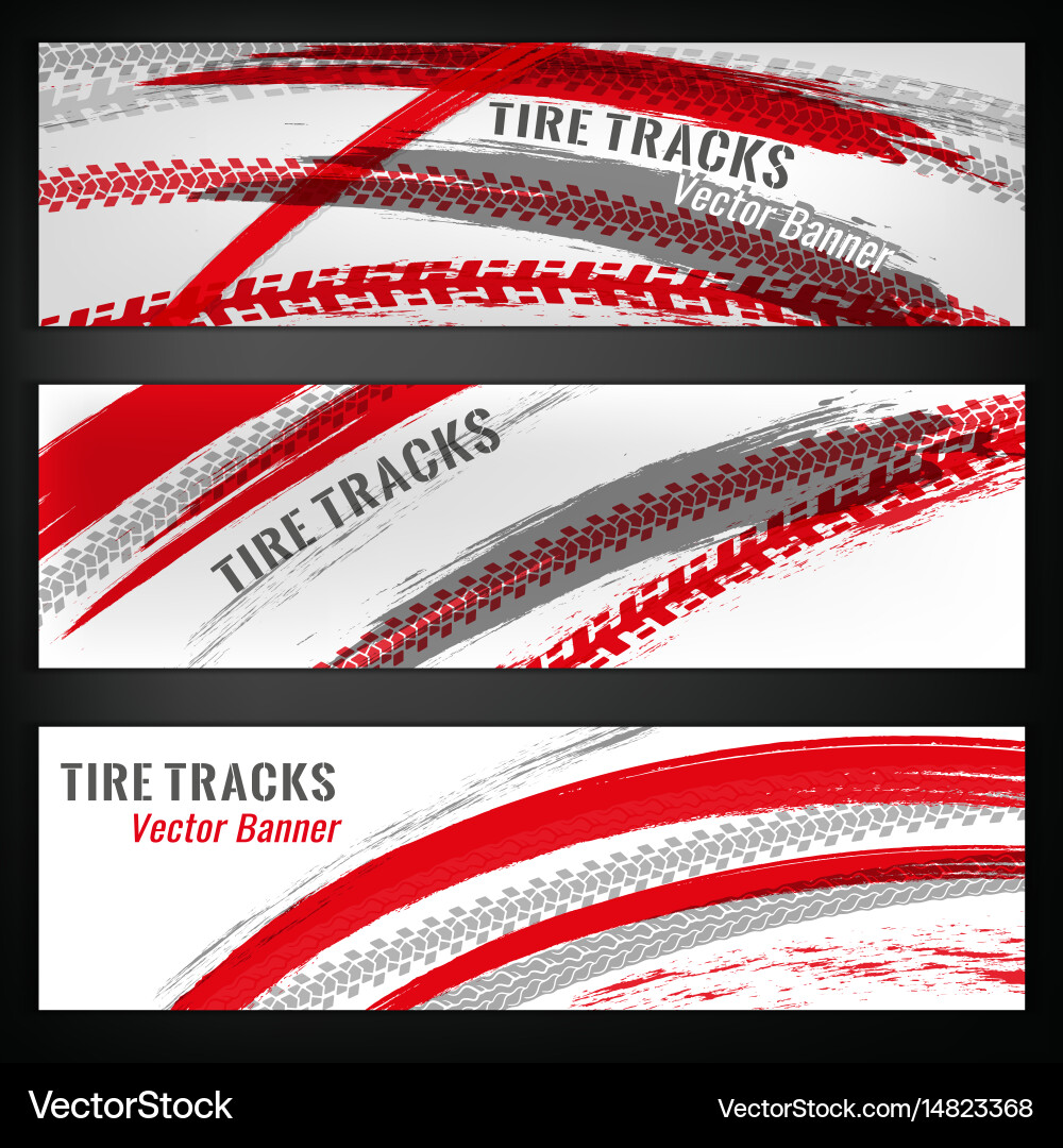 Tire track banners Royalty Free Vector Image - VectorStock