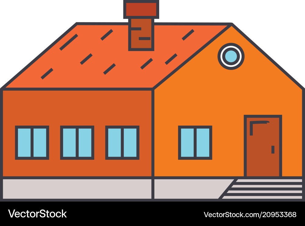 Village building line icon concept Royalty Free Vector Image