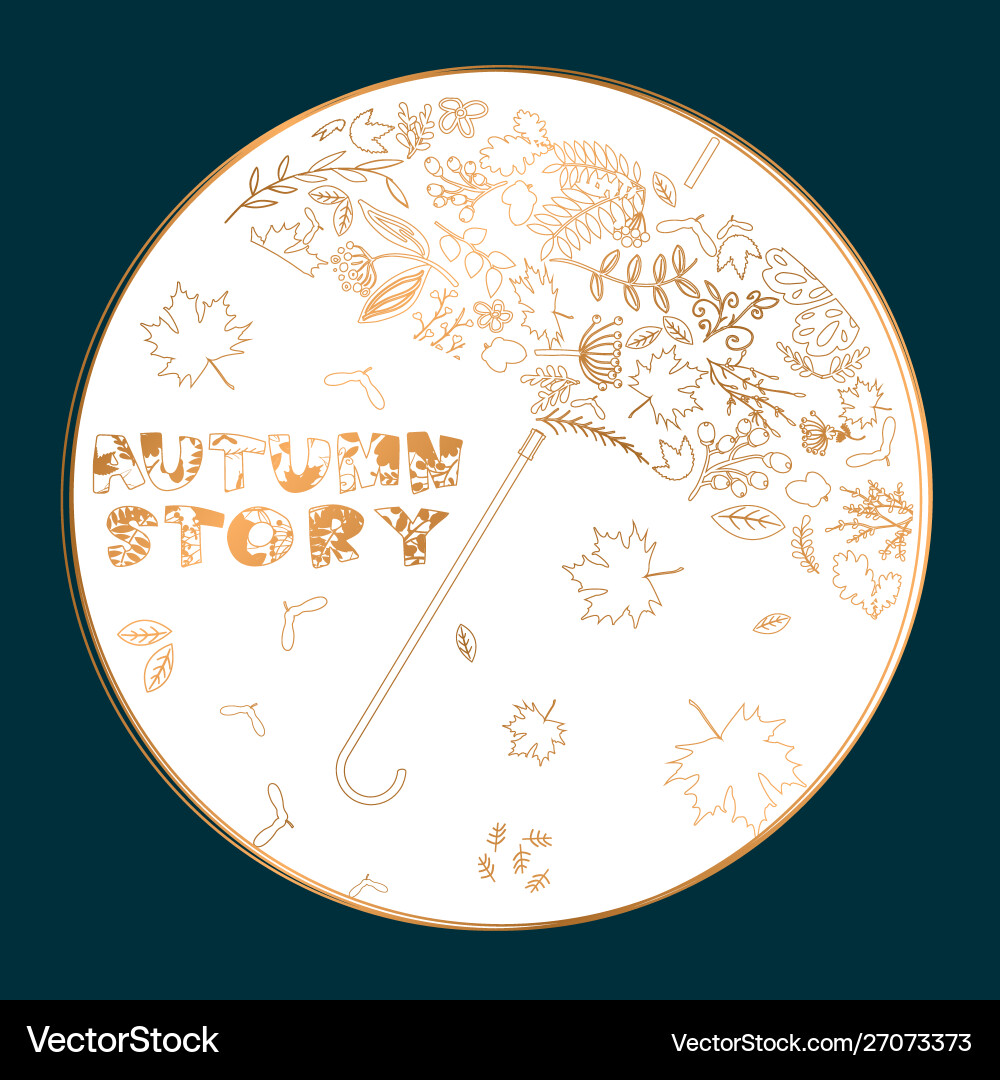 Autumn colored leaf umbrella with inscription Vector Image