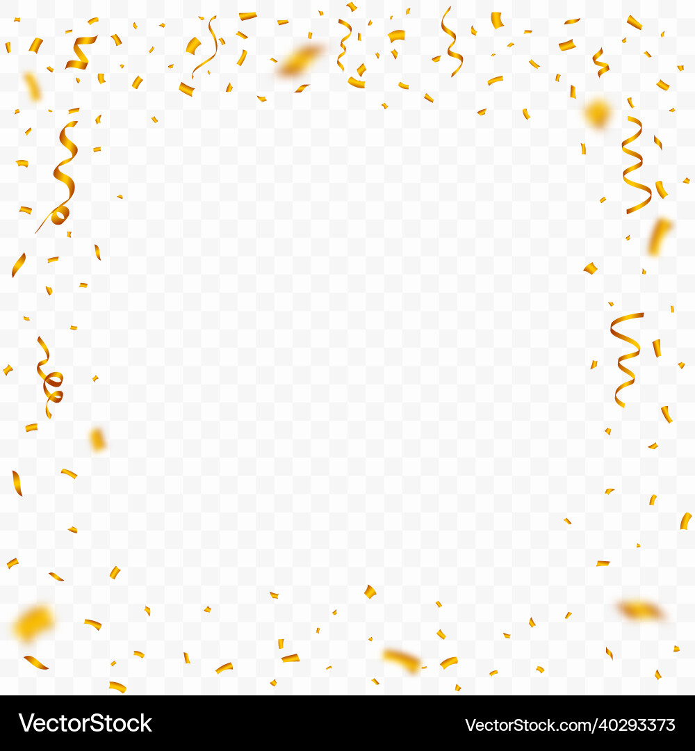 Confetti frame for the birthday background golden Vector Image
