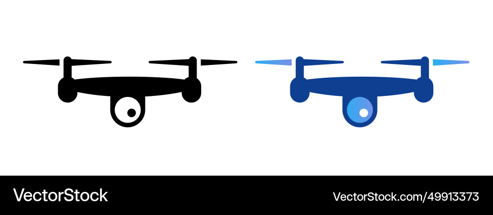 Drone icon with camera set black and blue color Vector Image