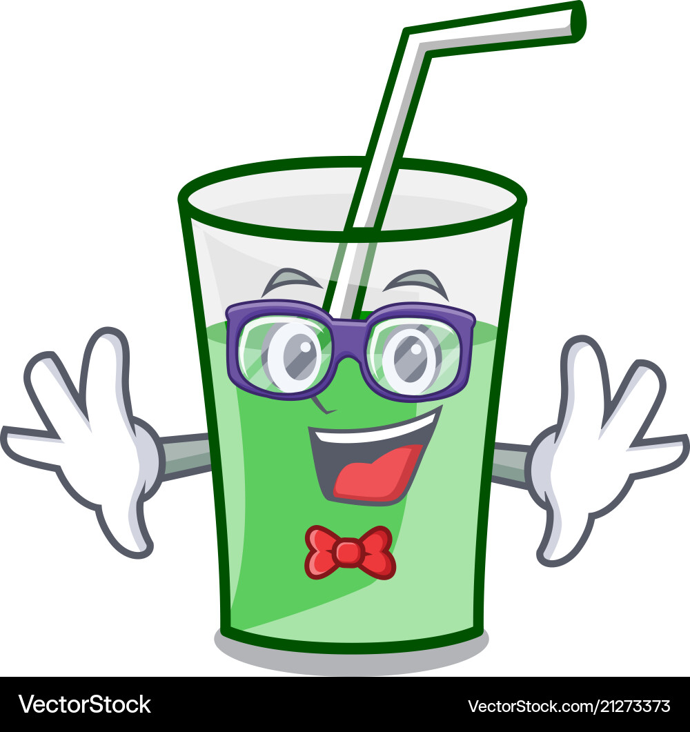 Geek green smoothie character cartoon Royalty Free Vector