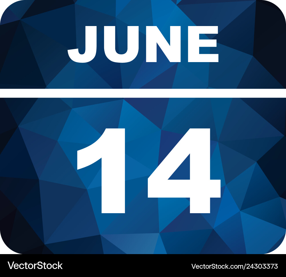 June 14th date on a single day calendar Royalty Free Vector