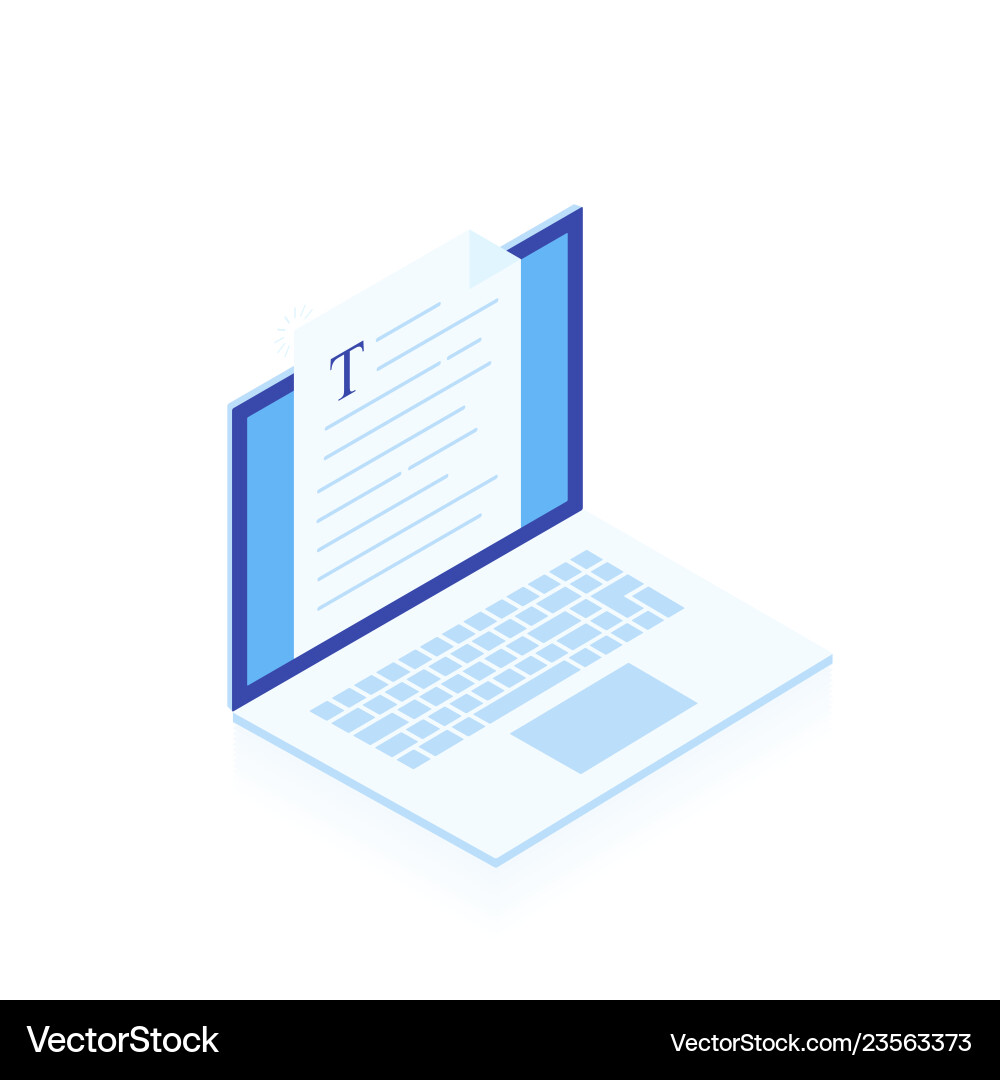 Laptop with writing letter or journal author Vector Image