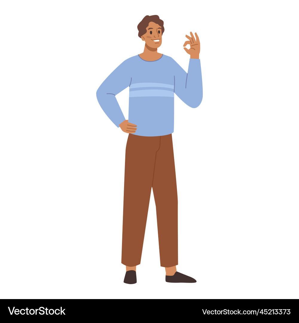 Man standing and pointing by hand ok sign Vector Image