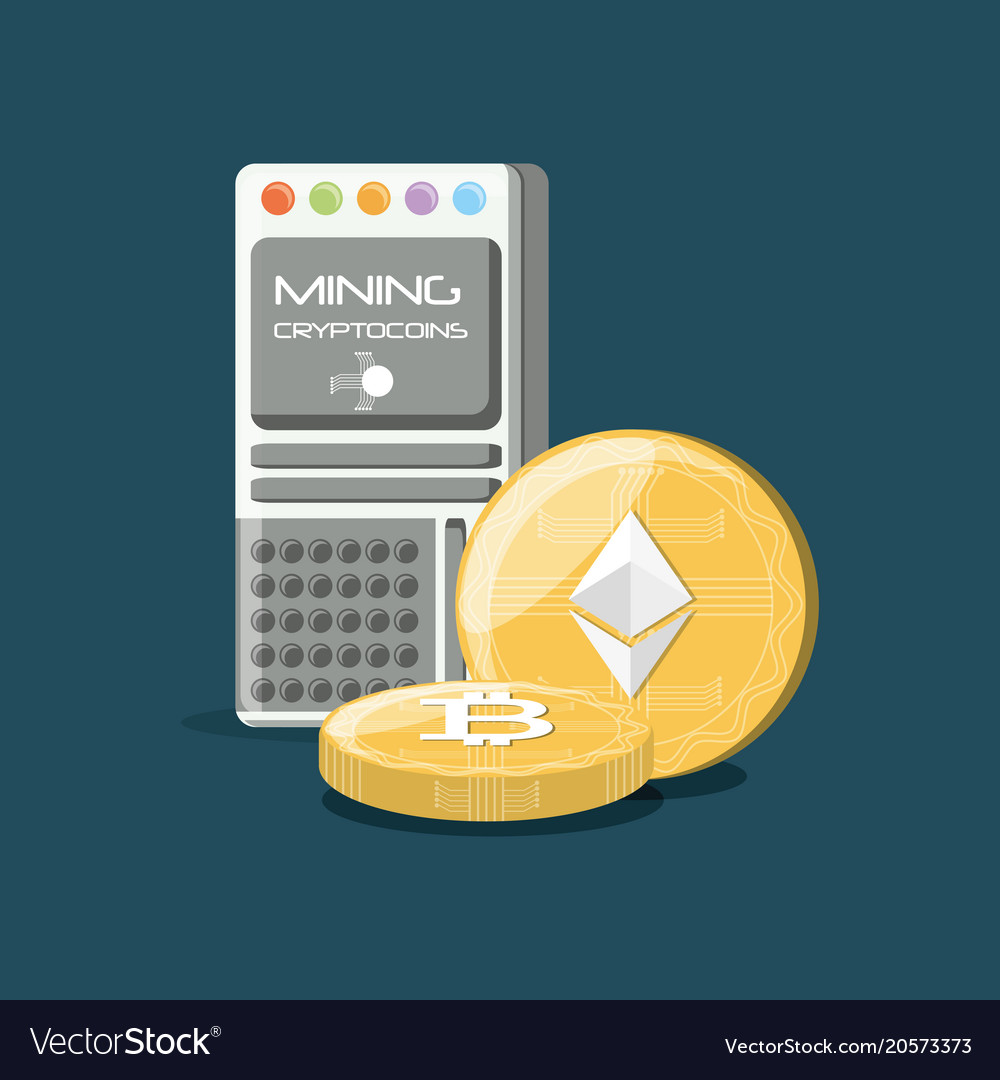 Mining cryptocoins design Royalty Free Vector Image