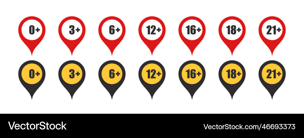 Modern age restriction badges age limit icons set Vector Image