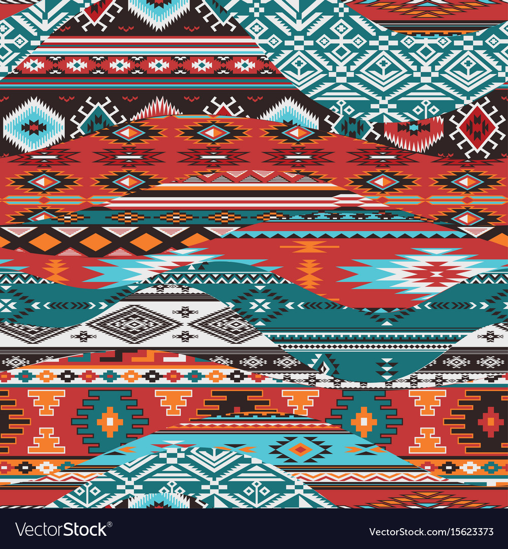 Native american waves patchwork Royalty Free Vector Image