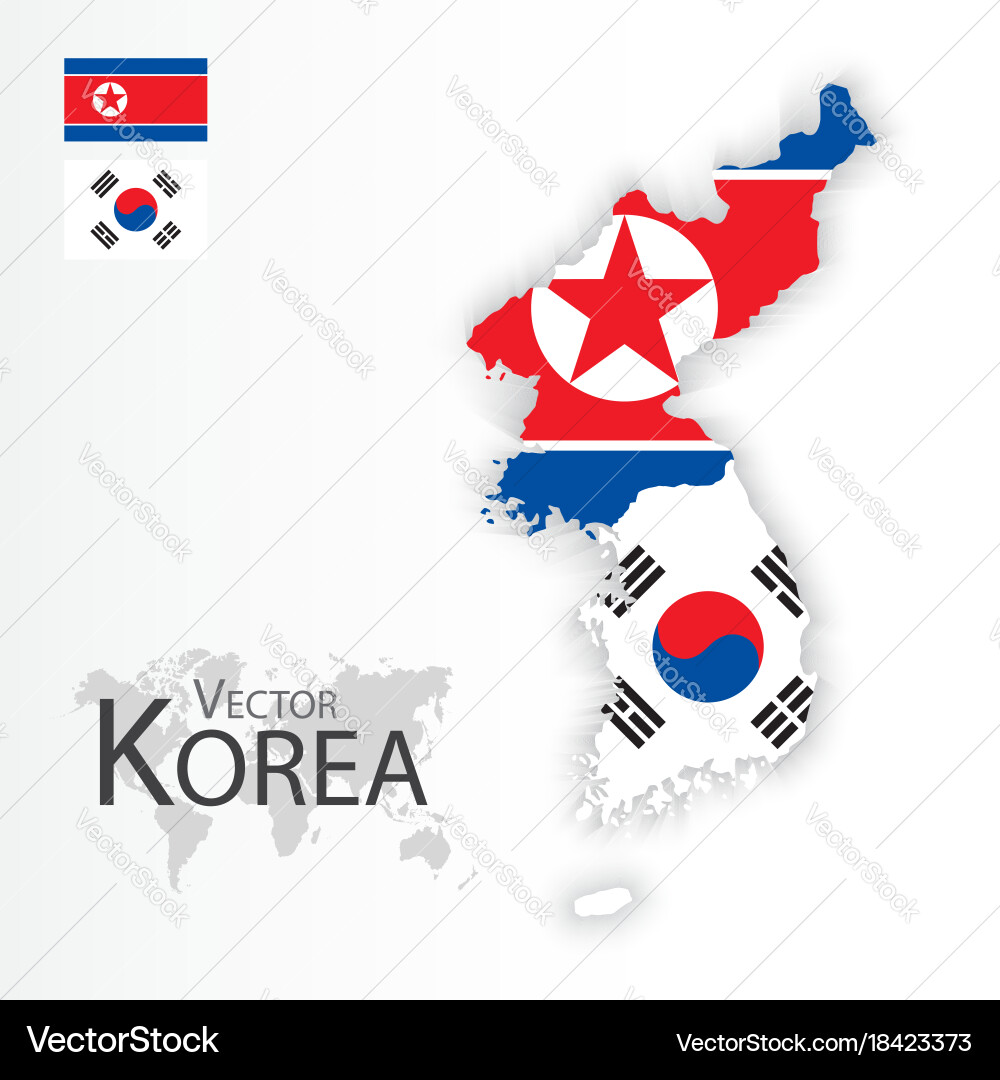 North korea flag and map Royalty Free Vector Image