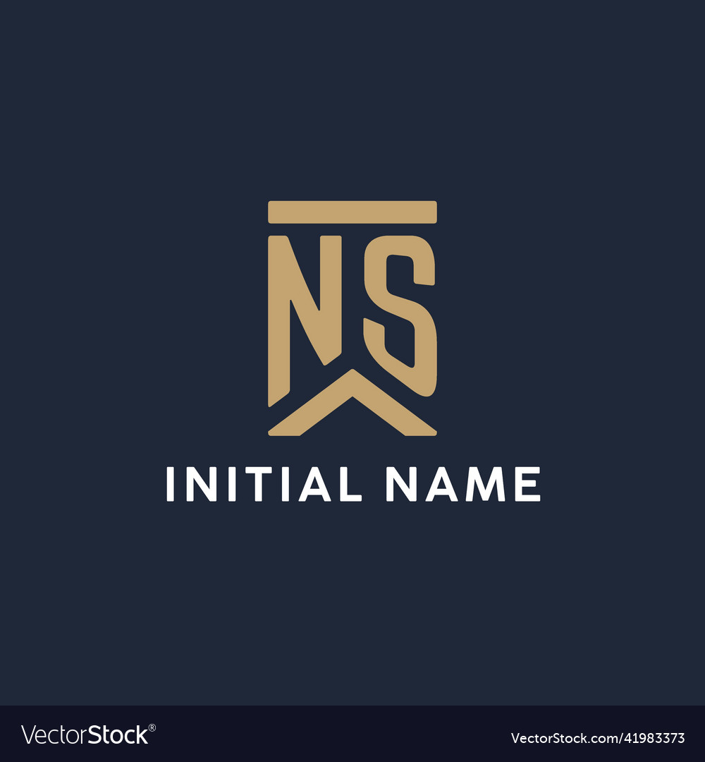 Ns initial monogram logo design in a rectangular Vector Image