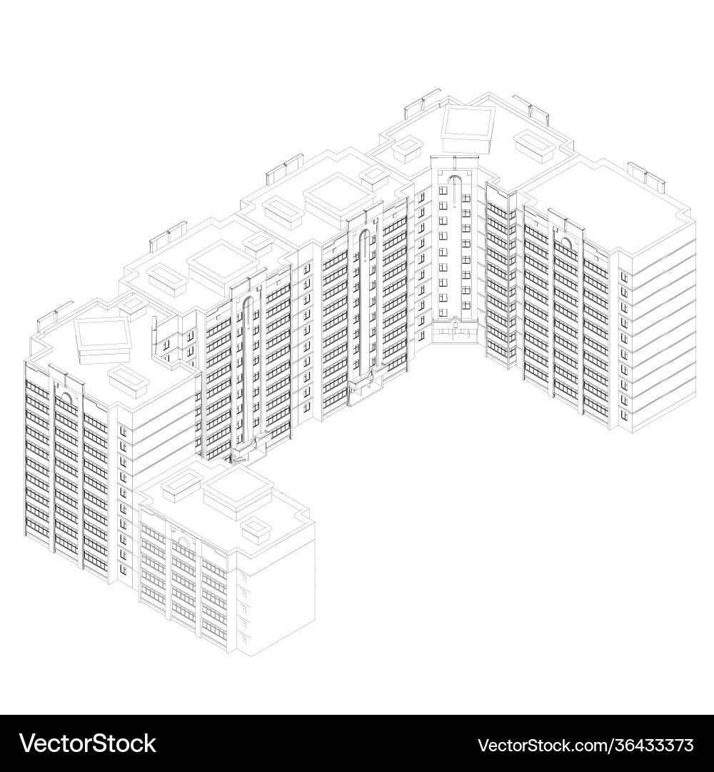 Outline a multi-storey residential building Vector Image