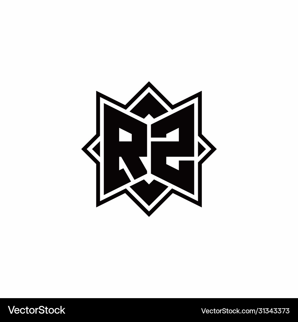 Rz monogram logo with square rotate style outline Vector Image