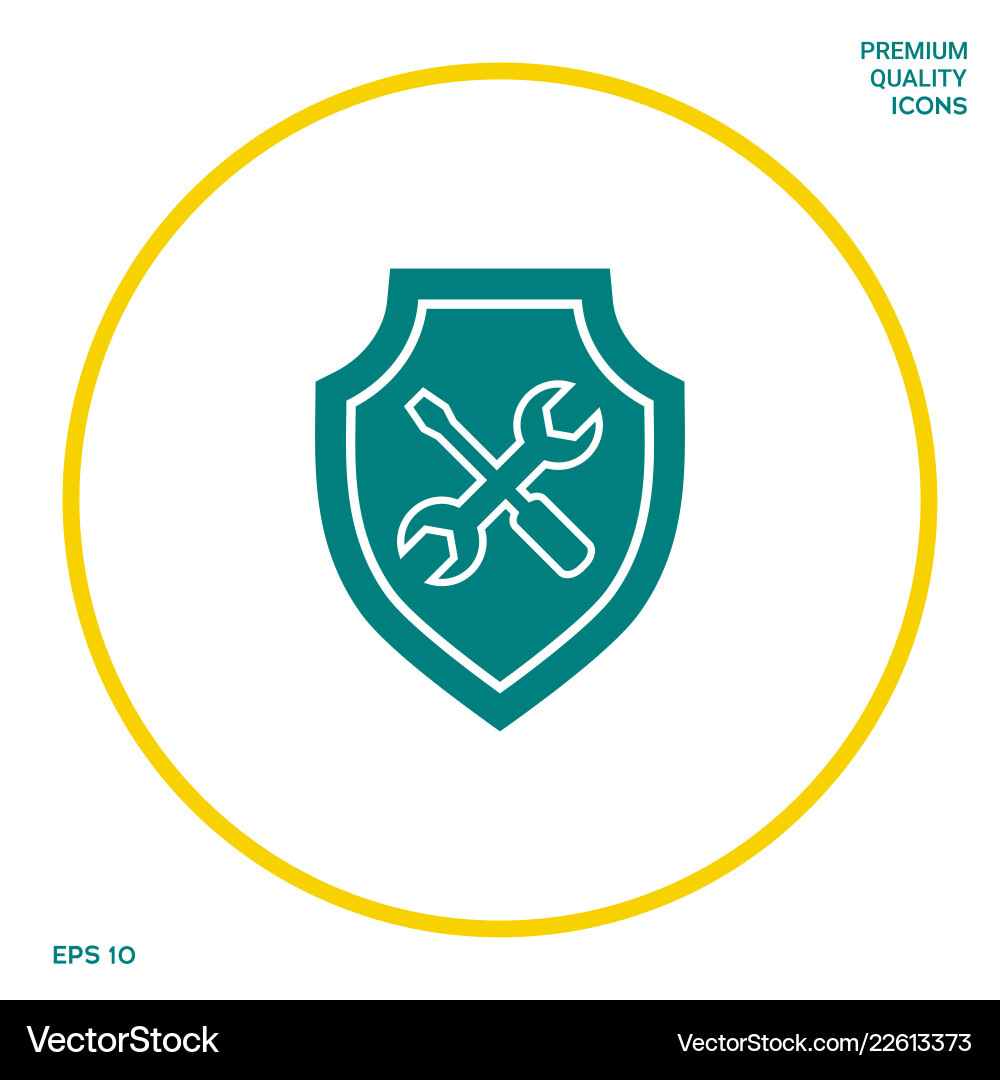 Service icon - shield with screwdriver and wrench Vector Image
