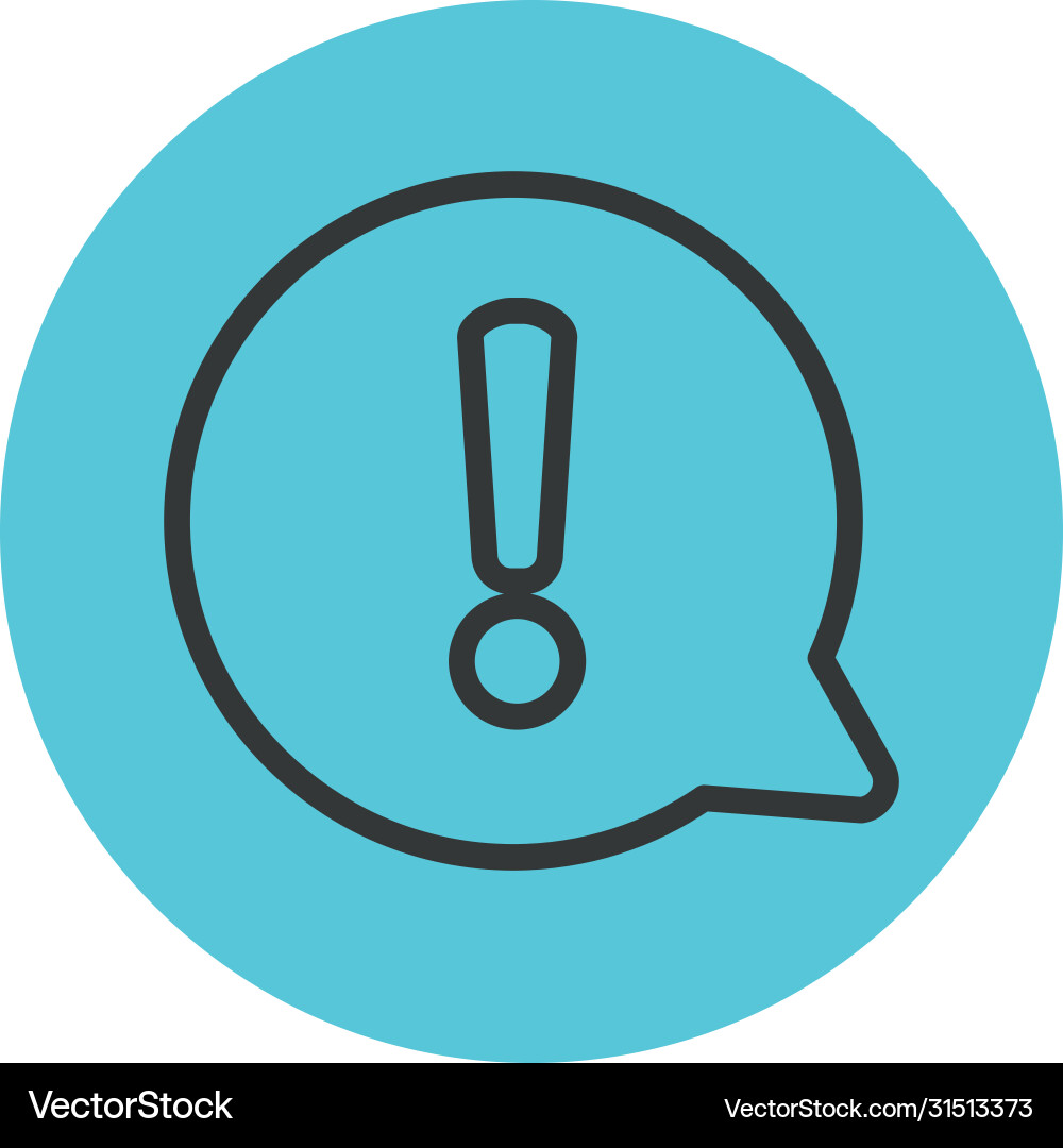 Speech bubble with alert symbol icon block line Vector Image