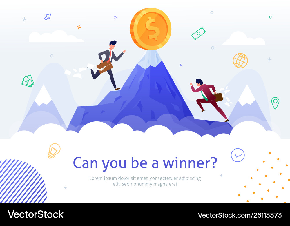 Winner in business competition flat poster Vector Image