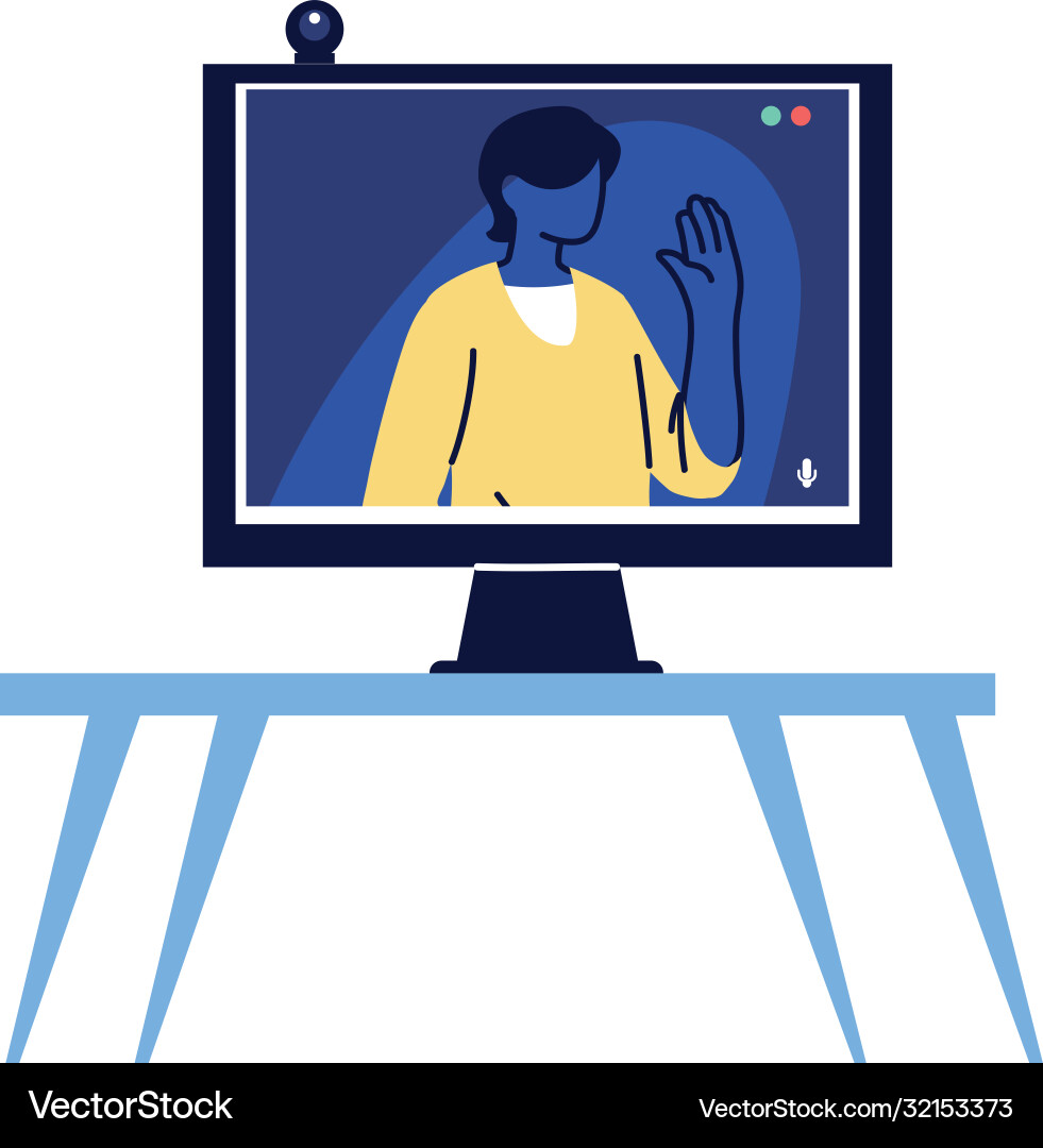 Young man on video call Royalty Free Vector Image