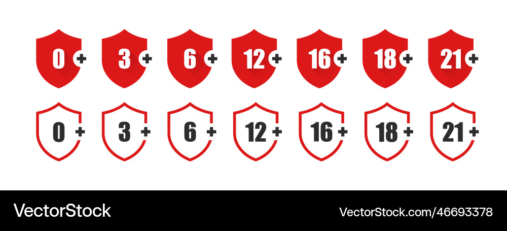 Age requirement icons restriction icons Royalty Free Vector