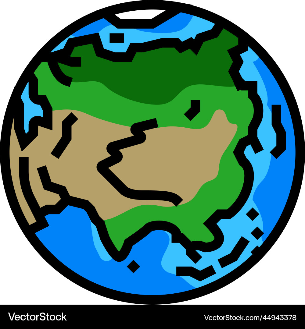 Asia earth planet map color icon Royalty Free Vector Image