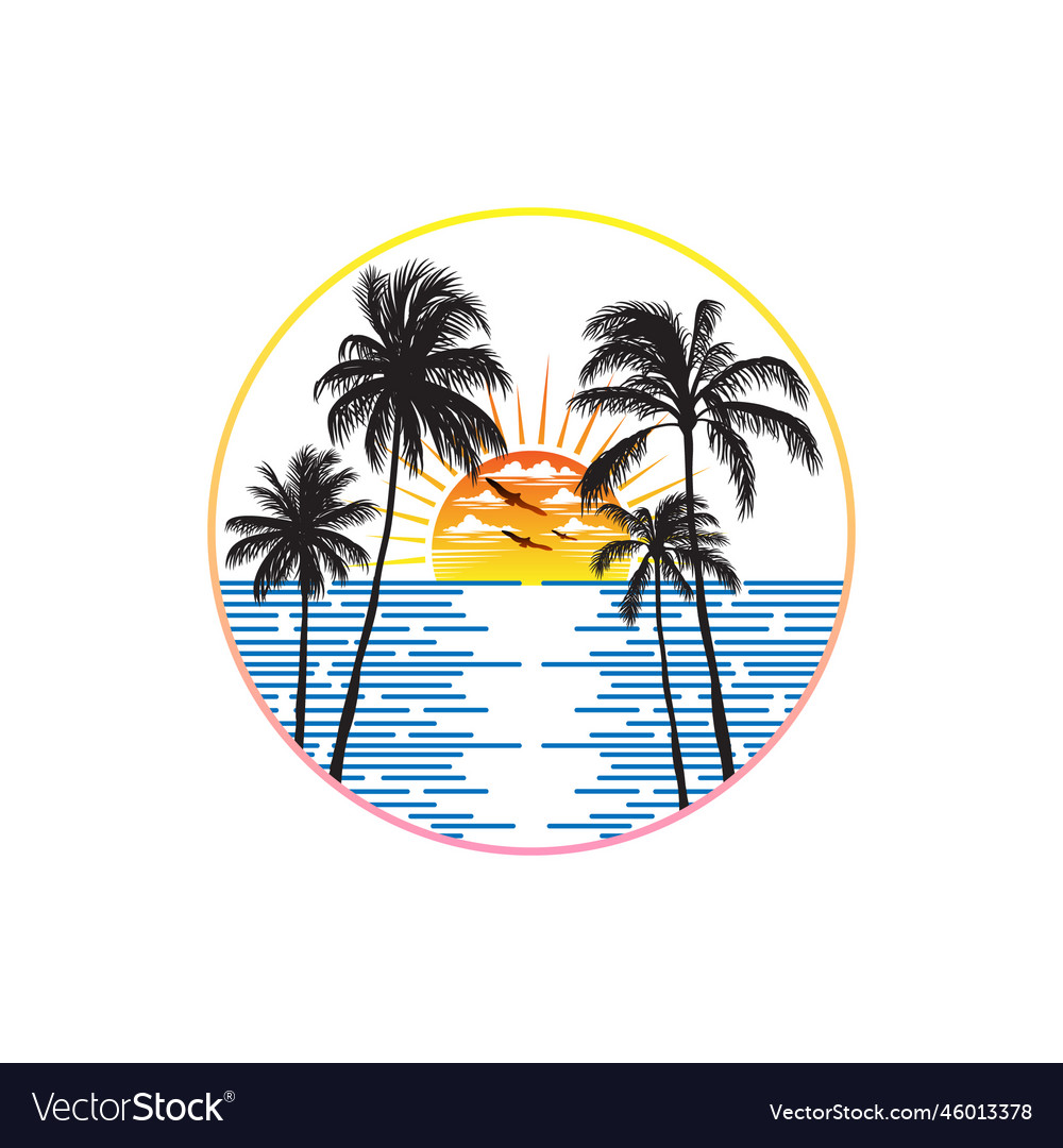 Beautiful panorama on the beach Royalty Free Vector Image