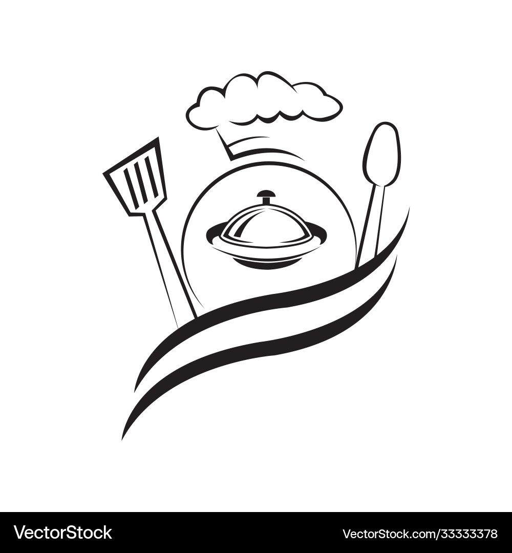 Chef logo cooking utensils serving bowl design Vector Image