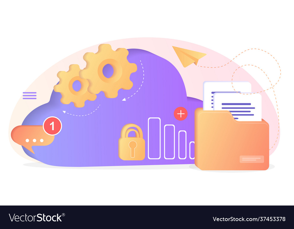 Database with cloud server data set process Vector Image