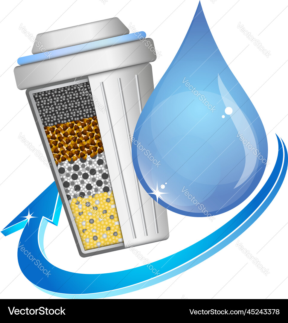Drop of clean drinking water and a filter Vector Image