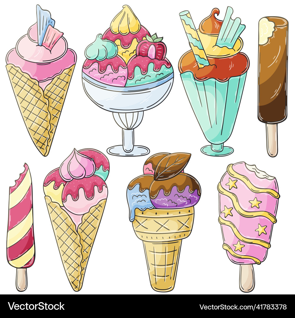 In hand draw style sweet dessert graphic element Vector Image