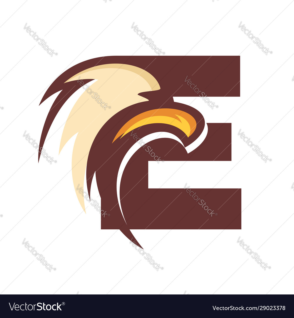 Initial letter e eagle head logo Royalty Free Vector Image